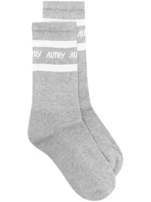 AUTRY Logo-intarsia Mid-calf Socks - Grey