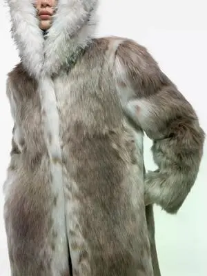 DUCIE Dina Hooded Faux-fur Coat
