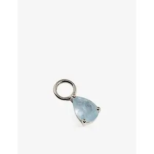 ASTRID & MIYU Birthstone March 14ct White-gold And Aquamarine Earring Charm - Rhodiumplatedsilver