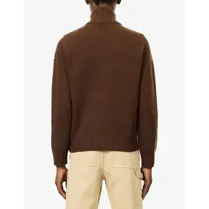 Moncler High-neck Wool And Cashmere Zip Knit Jumper