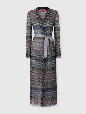 Missoni Long Chevron Viscose-blend Cardigan With Belt