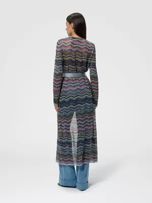 Missoni Long Chevron Viscose-blend Cardigan With Belt
