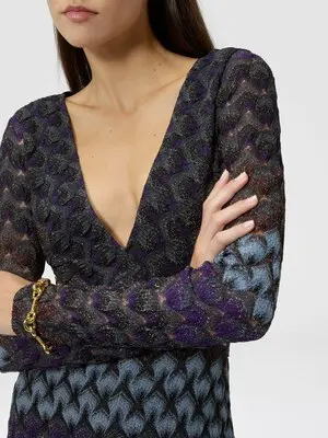 Missoni Long Viscose Lamé Dress With V-neck