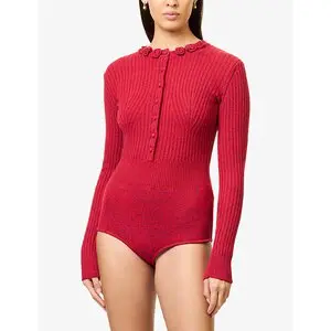 SELF-PORTRAIT Flower Knit Playsuit