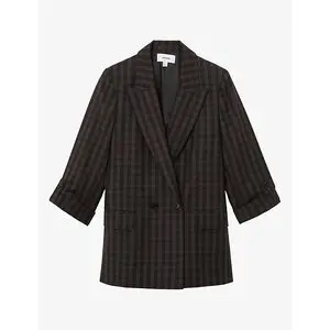 REISS Nolah Checked Wool Blazer - Grape Check