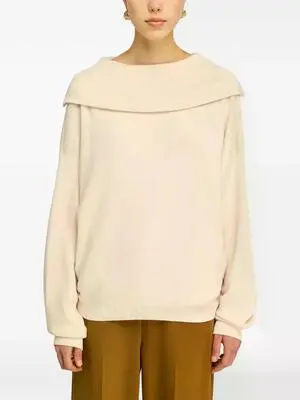 SEMICOUTURE Zip-back Foldover-collar Sweater - Neutrals