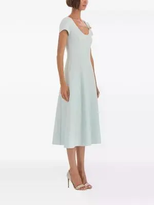 Oscar De La Renta Scoop-neck Short-sleeve Midi Dress - Blue