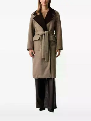 FRACOMINA Herringbone Belted Coat - Brown