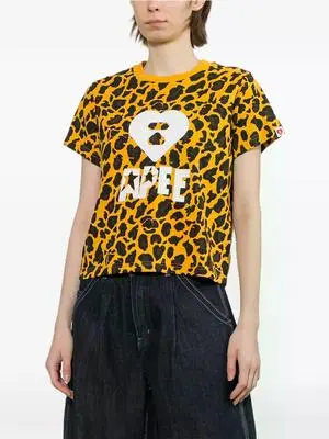 AAPE BY *A BATHING APE Leopard-print Logo-print T-shirt