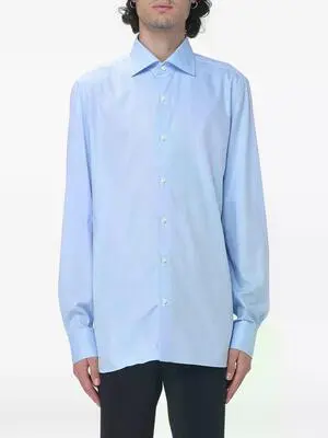 LUIGI BORRELLI Spread-collar Button-down Shirt - Blue