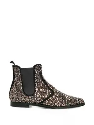 Dolce & Gabbana Crystal-embellished Chelsea Ankle Boots - Silver