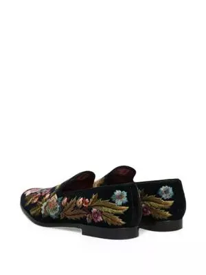 Dolce & Gabbana Floral-embroidered Velvet Loafers