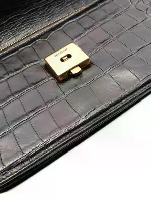 Balenciaga 2010s Gossip Croc-embossed Shoulder Bag