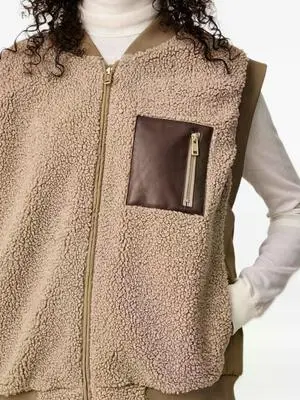 MOS MOSH Fleece-texture Panelled Gilet
