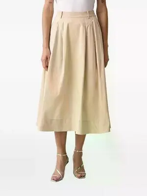 MORGAN Stud-embellished Pleated Midi Skirt - Neutrals