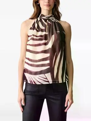 MORGAN Zebra-print Halterneck Blouse