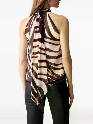 MORGAN Zebra-print Halterneck Blouse