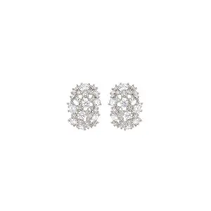 UCHI & SOTO Kinmokusei Floral & Stone Hoop Earrings - Silver