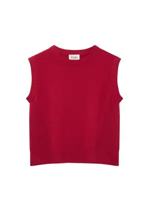 LOOP CASHMERE Ribbed Detail Tank Sweater In Garnet