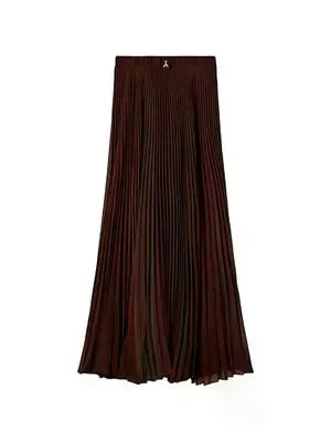Patrizia Pepe Flared Pleated Maxi Skirt - Red