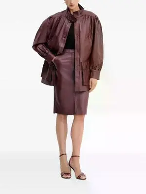 Bardot Belt-loops Rear-slit Midi Skirt