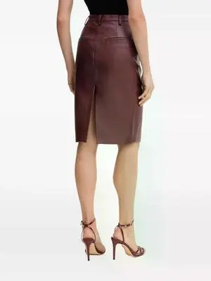 Bardot Belt-loops Rear-slit Midi Skirt