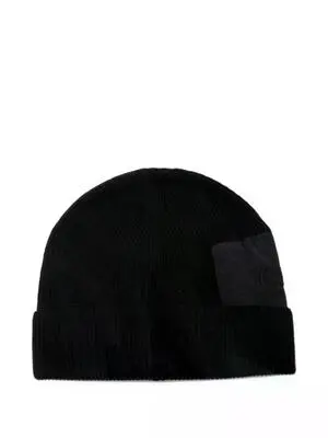 C.P. COMPANY Logo-embroidered Ribbed-knit Beanie Hat - Black