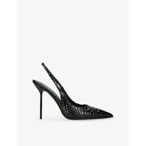 Paris Texas Lidia 105 Embossed Leather Sling-backs - Black