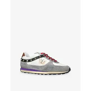 Valentino Garavani Stud Up Leather And Nylon Trainers