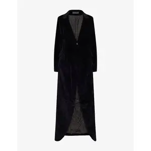 MARC LEBIHAN Peak-lapel Single-breasted Velvet Coat