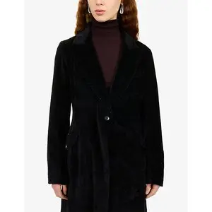 MARC LEBIHAN Peak-lapel Single-breasted Velvet Coat