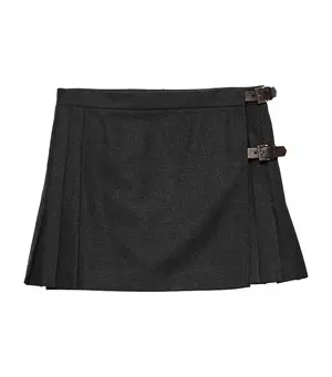 Prada Re-wool Pleated Mini Skirt