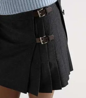 Prada Re-wool Pleated Mini Skirt