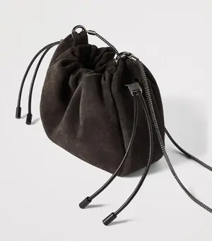 Brunello Cucinelli Suede Drawstring Cross-body Bag