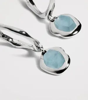 Monica Vinader Sterling Silver And Aquamarine Odyssey Huggie Earrings