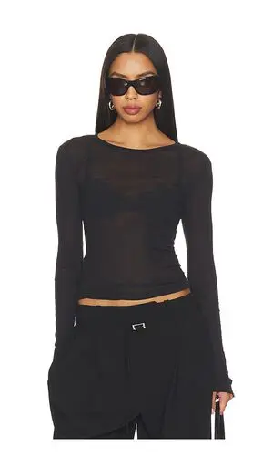 WAO Crew Neck Long Sleeve Tee - Black