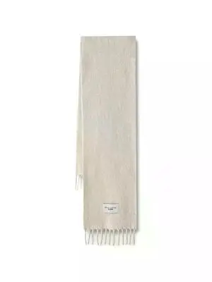 Marc O'polo Fringed Logo-patch Wool Scarf - Neutrals