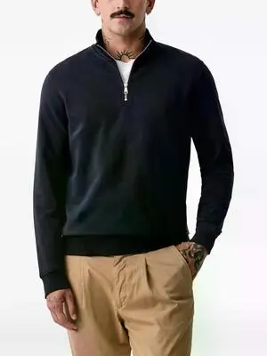 MARC O'POLO Quarter-zip Ribbed-trim Cotton Sweatshirt