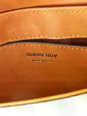 Burberry Note Leather With Vintage Check Canvas Medium Crossbody Bag