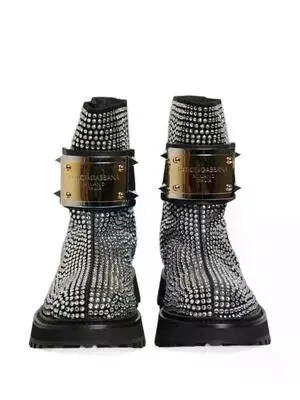 Dolce & Gabbana Crystal-embellished Studded Boots