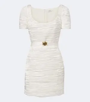 Versace Medusa Pleated Silk-blend Satin Minidress