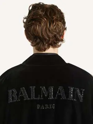 Balmain Embroidered Velvet Insect Bomber Jacket