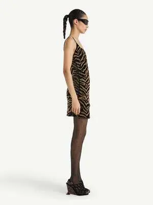 Balmain Velvet Dress With Tiger Embroidery