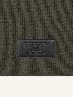 Balmain Wool Scarf With Leather Vintage Label