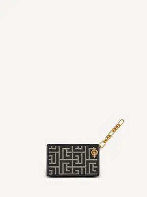 Balmain Pulse Monogram Jacquard Card Holder - Black