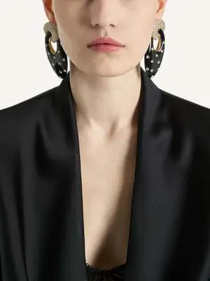 Balmain Lacquered Brass Organic Earrings With Crystals