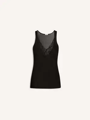 Balmain Knit Vest Top With Lace - Black