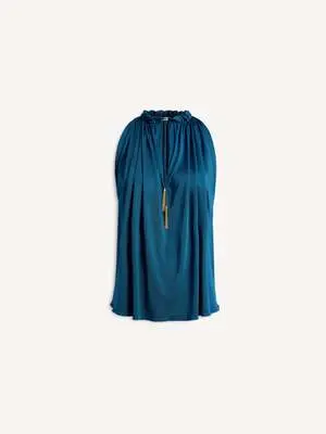 Balmain Pleated Flowing Jersey Top - Blue
