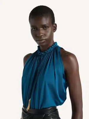 Balmain Pleated Flowing Jersey Top