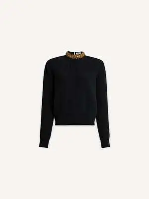 Balmain Cashmere Jumper With Embroidered Trim